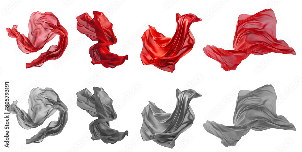 2 Collection set of red maroon grey gray silk satin cloth fabric ...