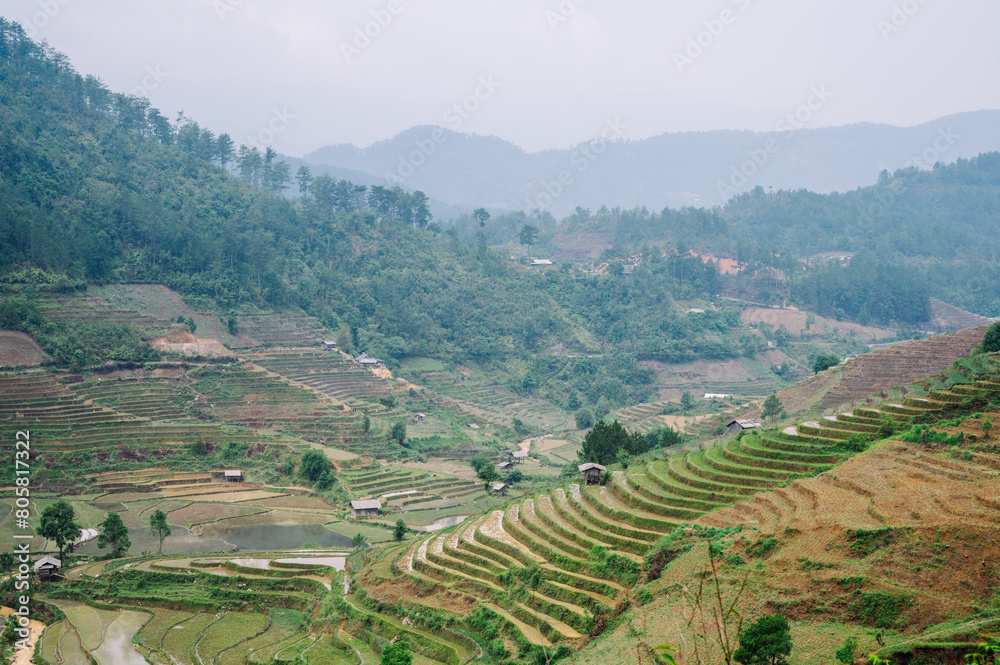 Rice Terraces in La Pan Tan, Mu Cang Chai, Yen Bai, Vietnam, Epic and ...
