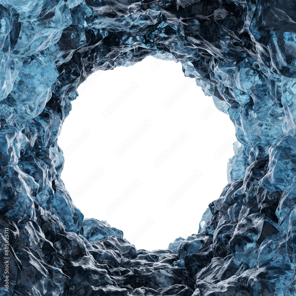 Frame of ice mountain cave with isolated on transparent background ...