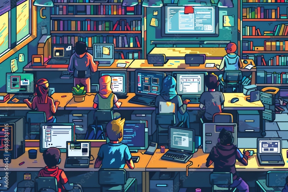 Transform the idea of digital literacy training into a detailed pixel ...