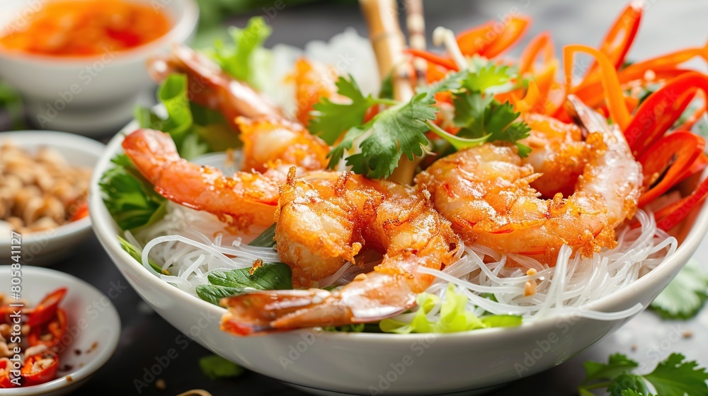 Chao Tom, Vietnamese food of Fried Shrimp sugar cane served with ...