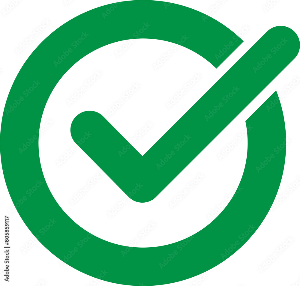 check mark icon in a circle. Tick symbol in green color for your web ...