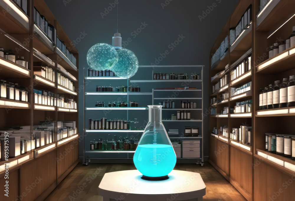 Chemistry room, chemical laboratory in a scientific research center ...