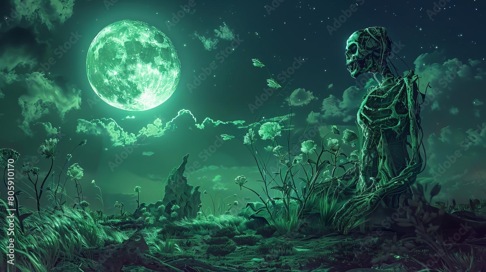 Necromancer using advanced biotech to revive summer flora in a dead ...