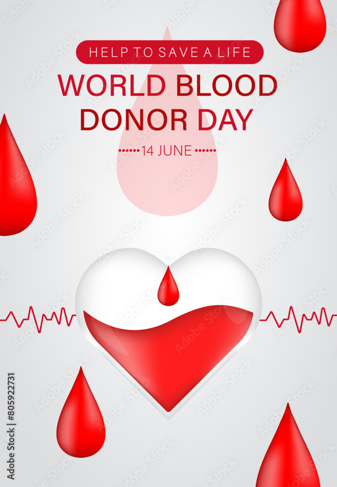 Vector illustration of donate blood vertical poster design. Blood donor ...