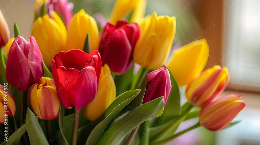 Colorful tulips background design Stock Photo | Adobe Stock