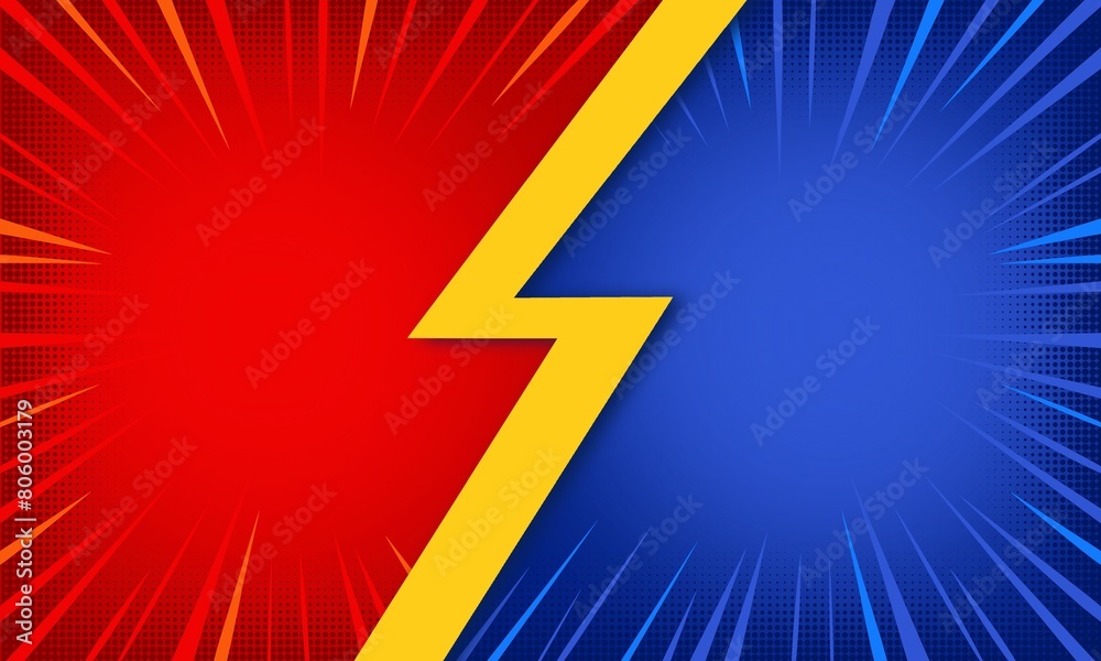 Battle versus, red and blue comic with thunder battle wallpaper, Vs ...