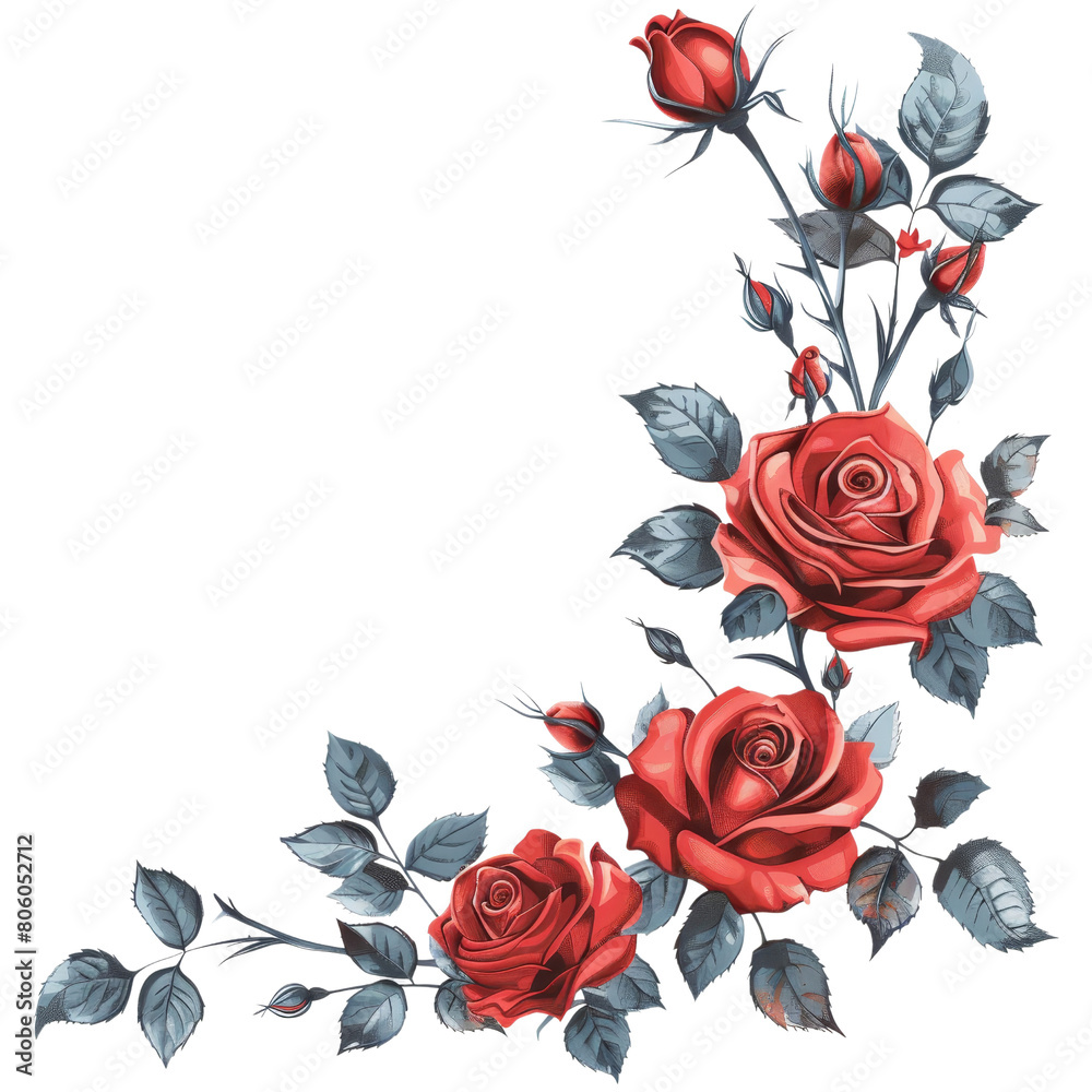 red roses border on transparent background png Stock Illustration ...