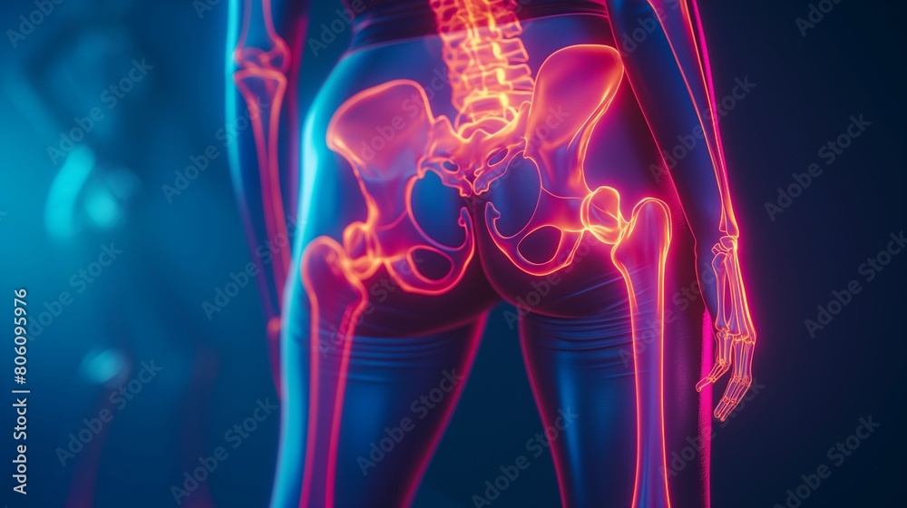 internal glowing bones background of the women neon lights internal ...