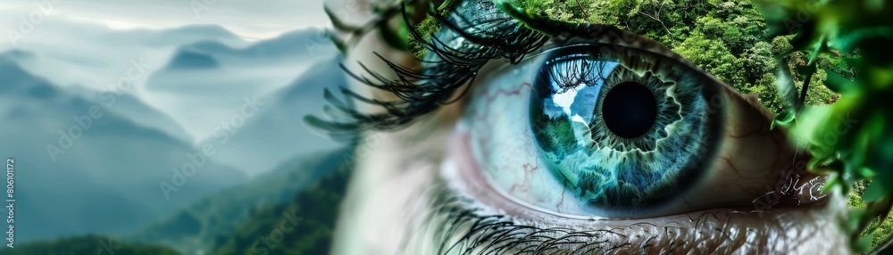 Environmental awareness poster with an eye composed of Earth s natural ...