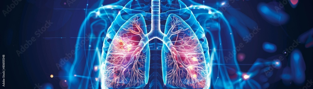Educational poster featuring detailed anatomy of human lungs, labeled ...