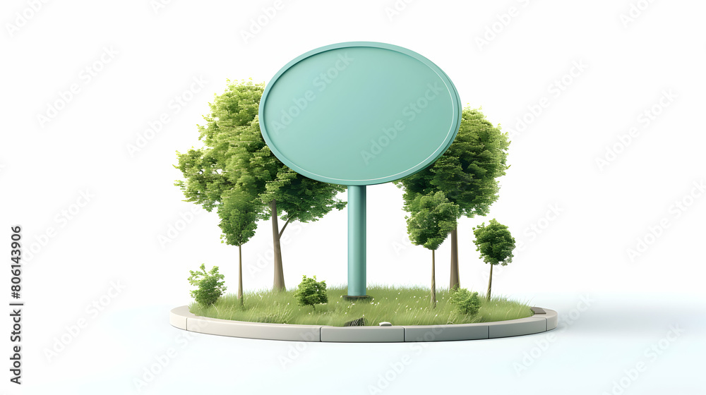 Cartoon Style 3D Icon: Roundabout Signboard Illustration Concept Stock ...
