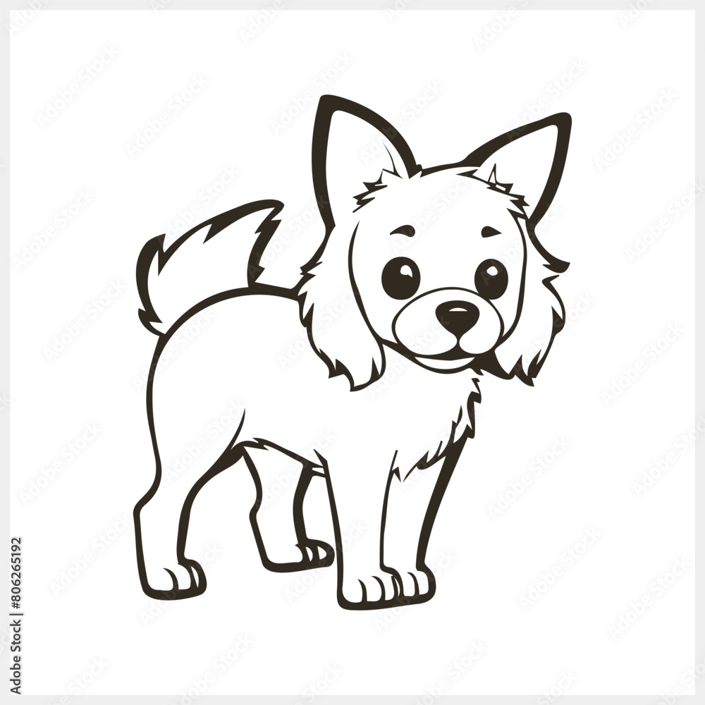 Doodle chihuahua dog isolated. Coloring page book. Cartoon vector stock ...