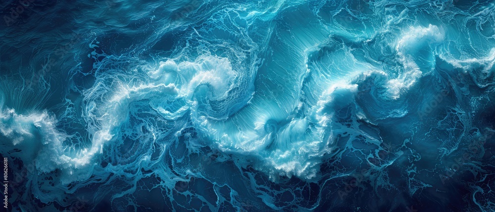 seamless abstract turquoise blue rolling ocean waves seascape painting ...