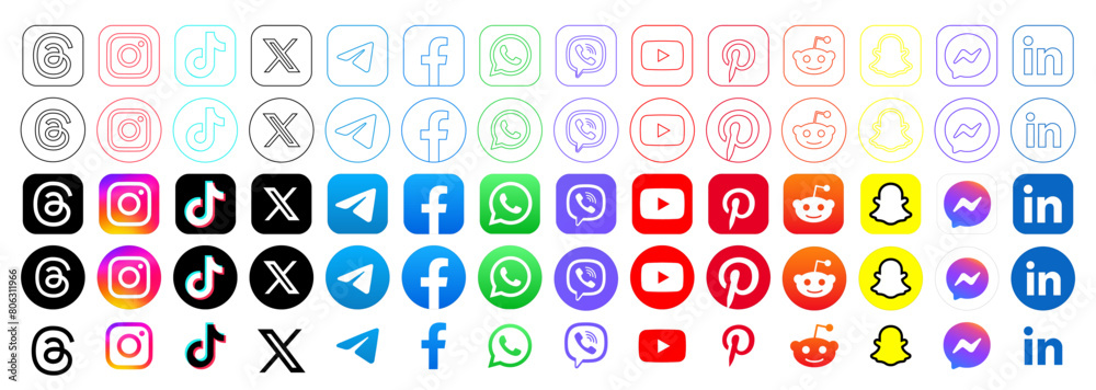 Threads, Instagram, TikTok, X, Facebook, Whatsapp, Twitter, YouTube ...