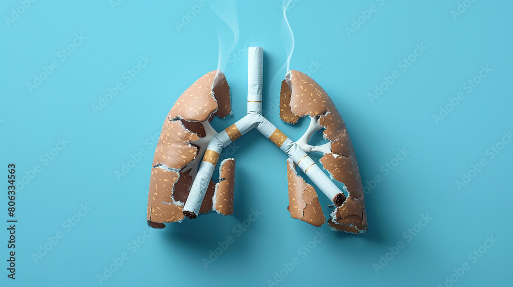A cigarette in a smoker's lungs causes deterioration of health and ...