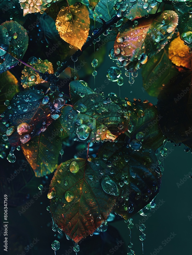 Interactive digital art piece featuring leaves that change color when ...