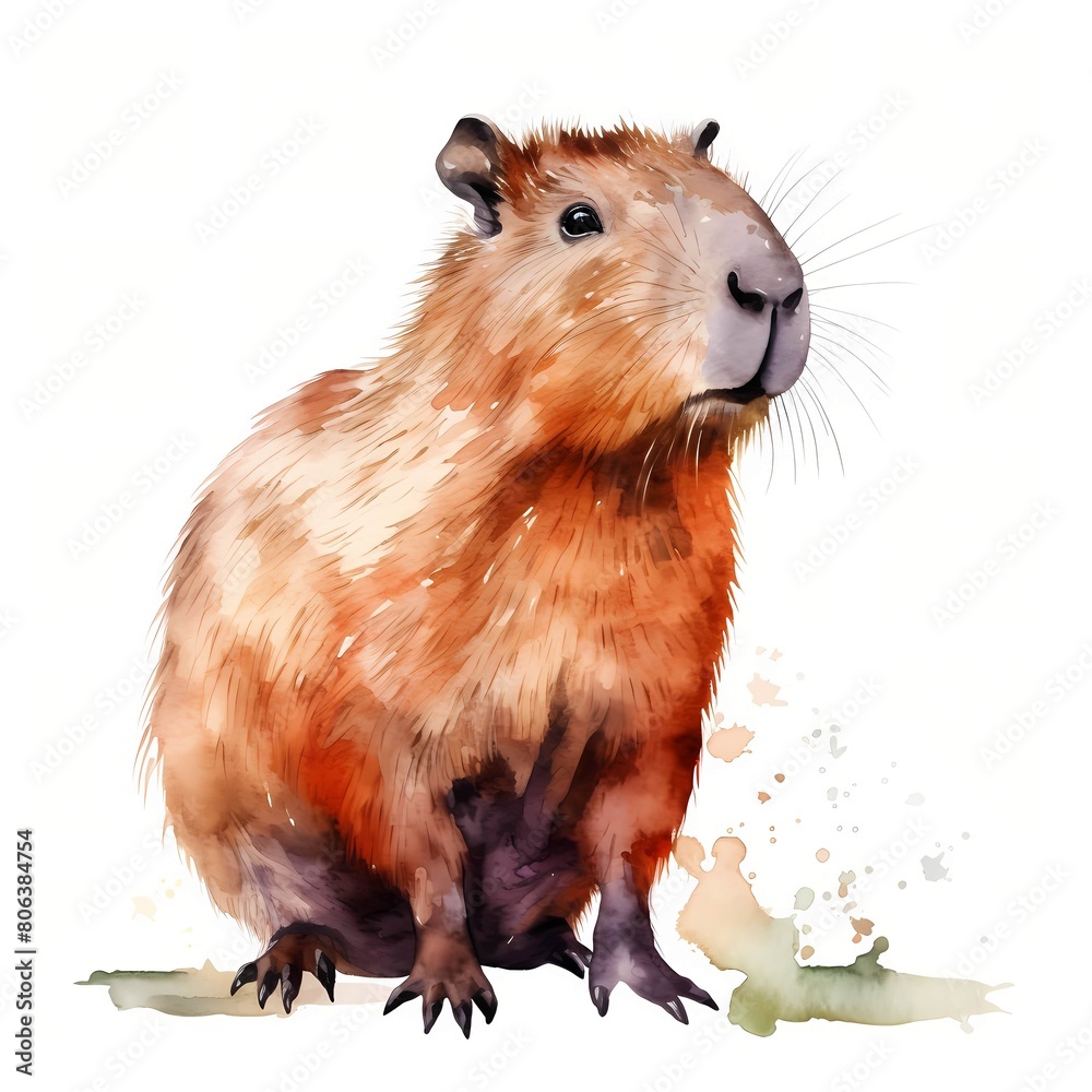 Capybara. Cute capybara clipart. Watercolor illustration. Generative AI ...