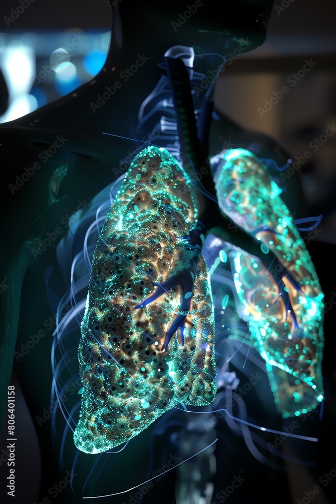 An intricate 3D simulation highlighting pneumothorax complications ...