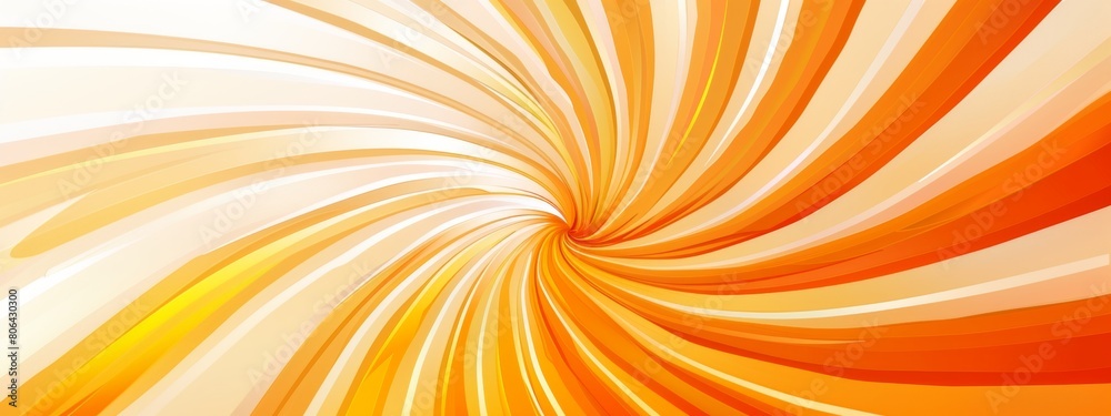 Vector background with orange and yellow rays, radiating from the center of an abstract spiral ...