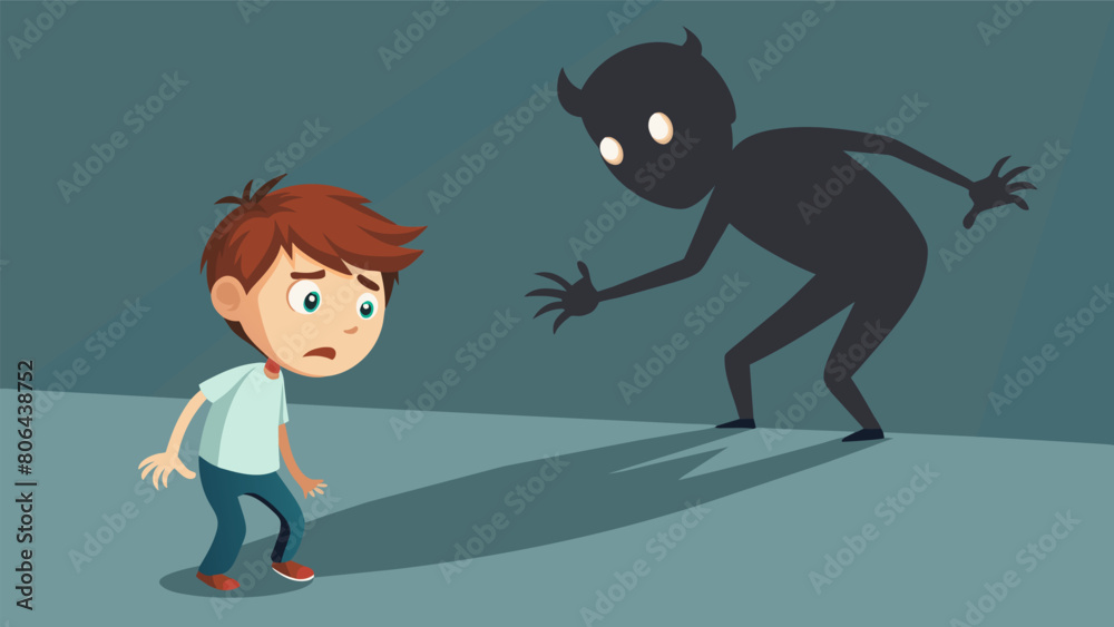 A boy tries to catch his shadow on the ground but it evades his grasp ...