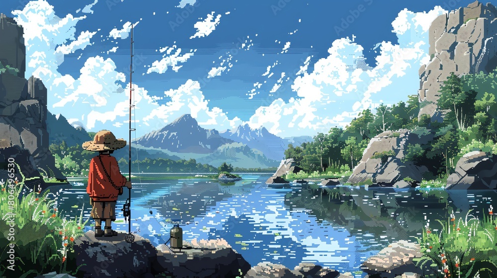 Transform the concept of a worms-eye view fisherman into a unique and ...