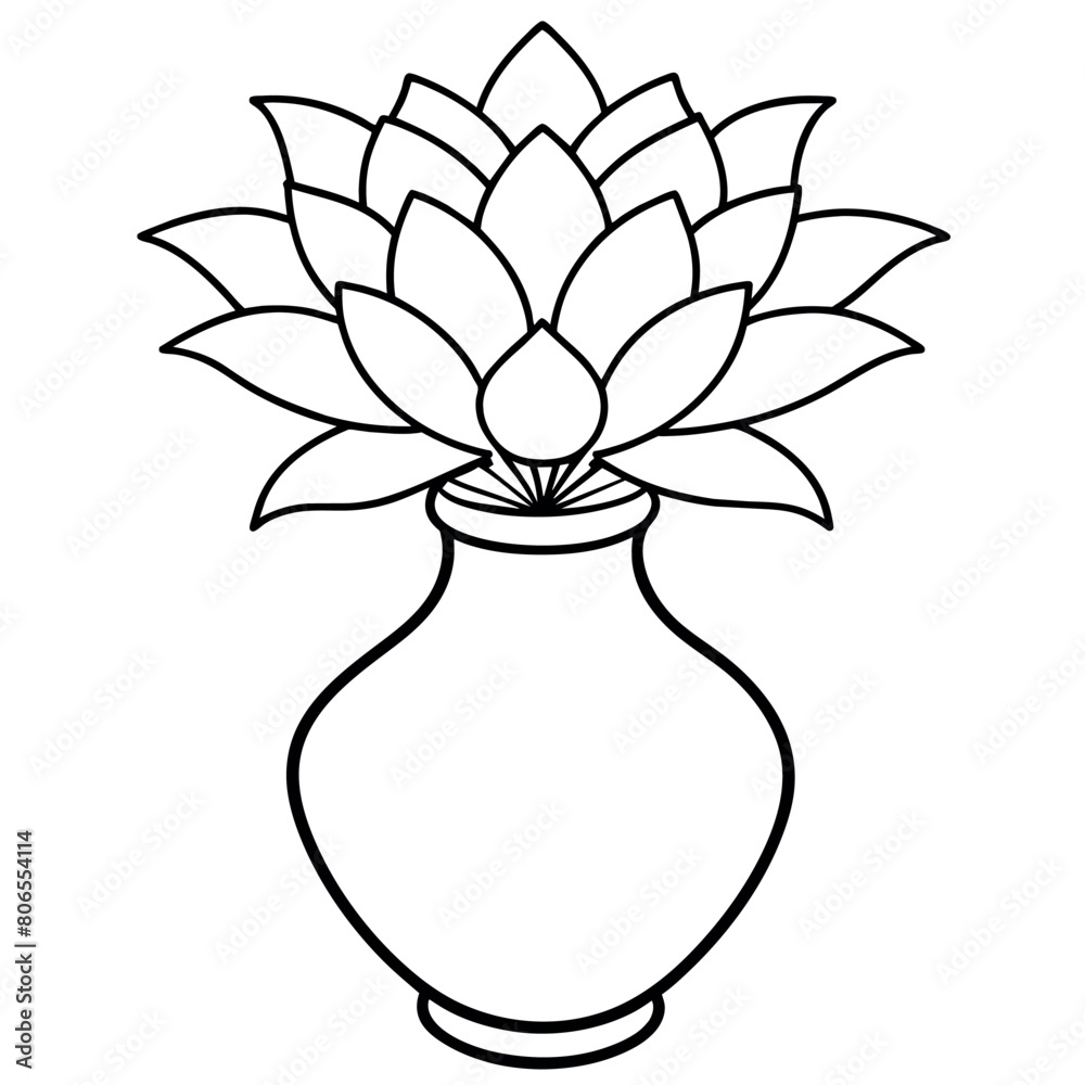 Lotus Flower outline illustration coloring book page design, Lotus ...