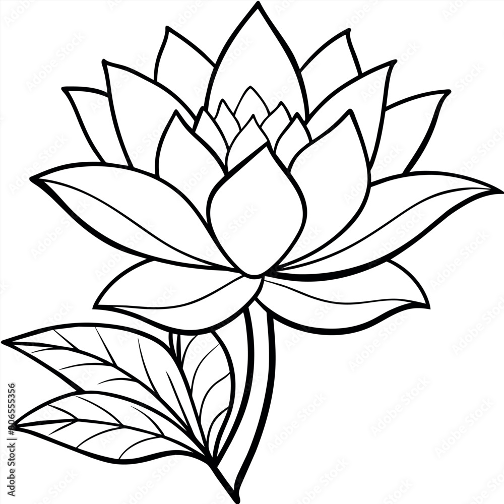Lotus Flower outline illustration coloring book page design, Lotus ...