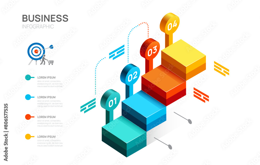 Four steps section infographic diagram template, presentation vector ...
