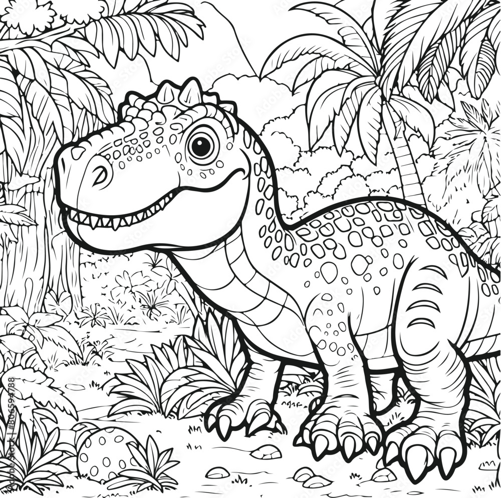 hand drawing cute dinosaur line art coloring page, dinosaur coloring ...