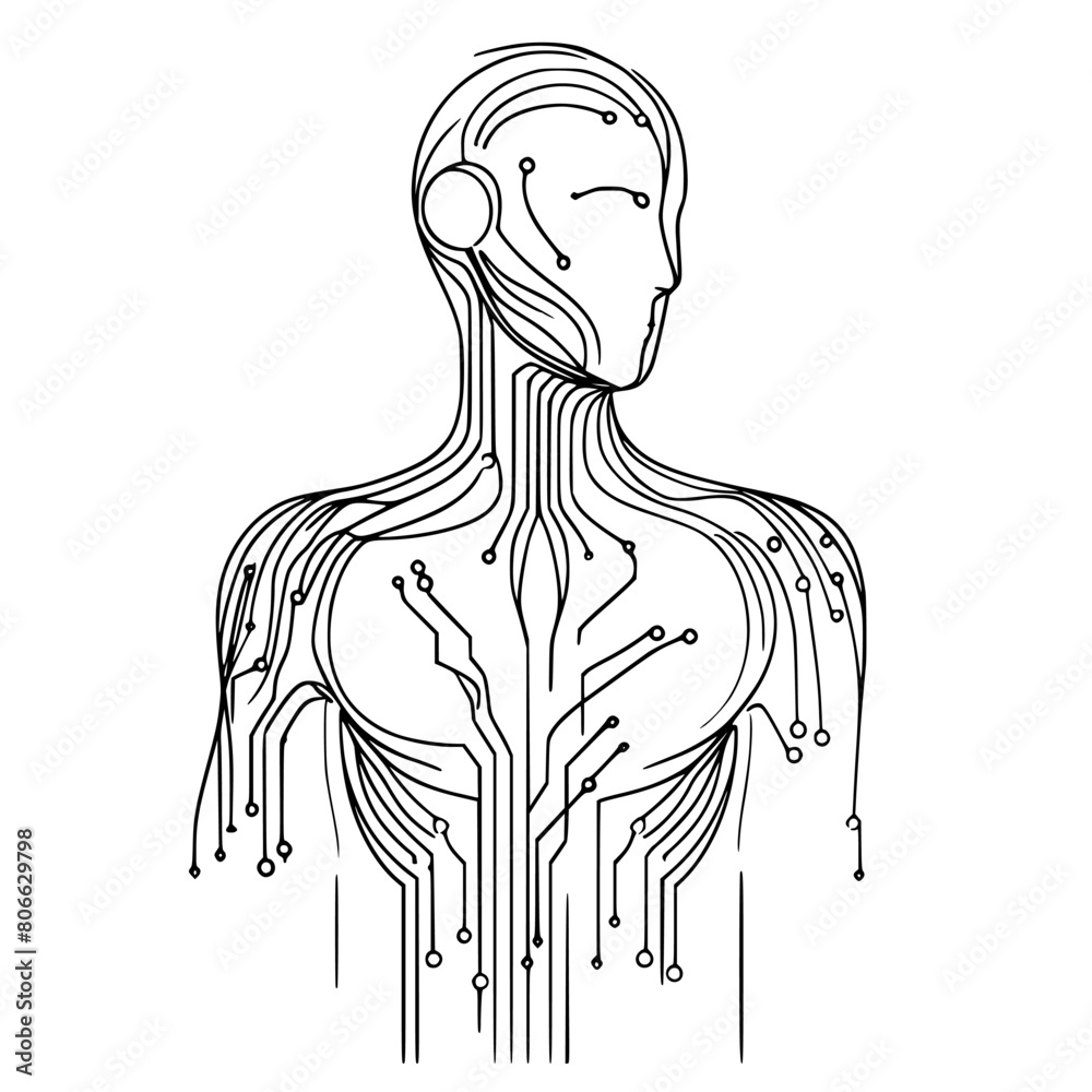 Minimal AI artificial intelligence and digital technology idea body ...