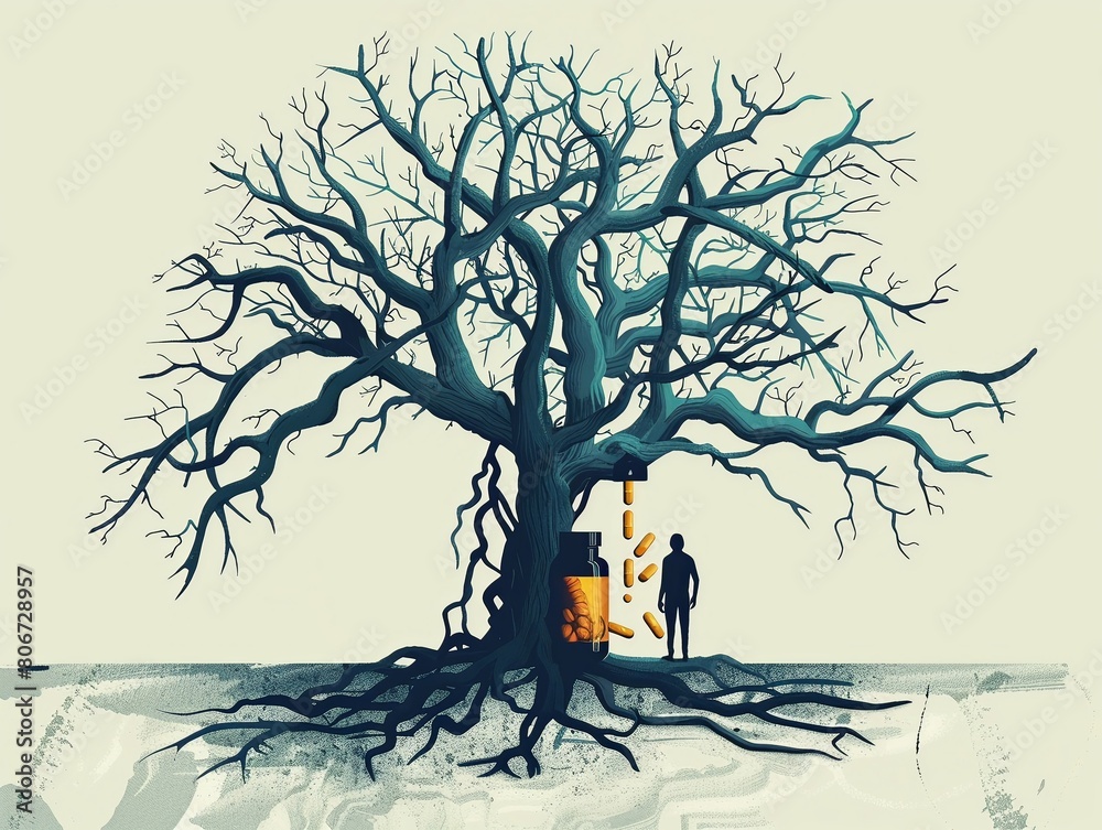 Infographic style artwork depicting different stress and depression ...