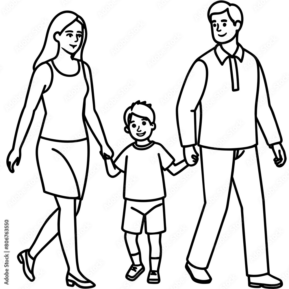 Family Line art vector Illustration Stock Vector | Adobe Stock