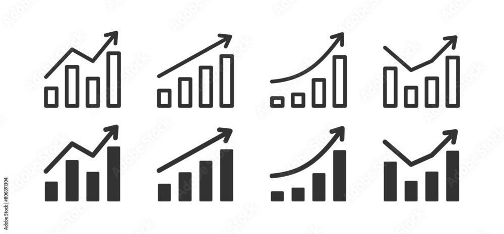 Graph growth icon. Statistic diagram vector. Chart arrow. Diagram ...