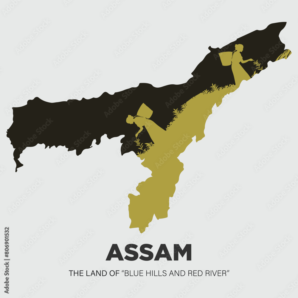 Assam, state of India foundation day vector art with Assamese woman ...