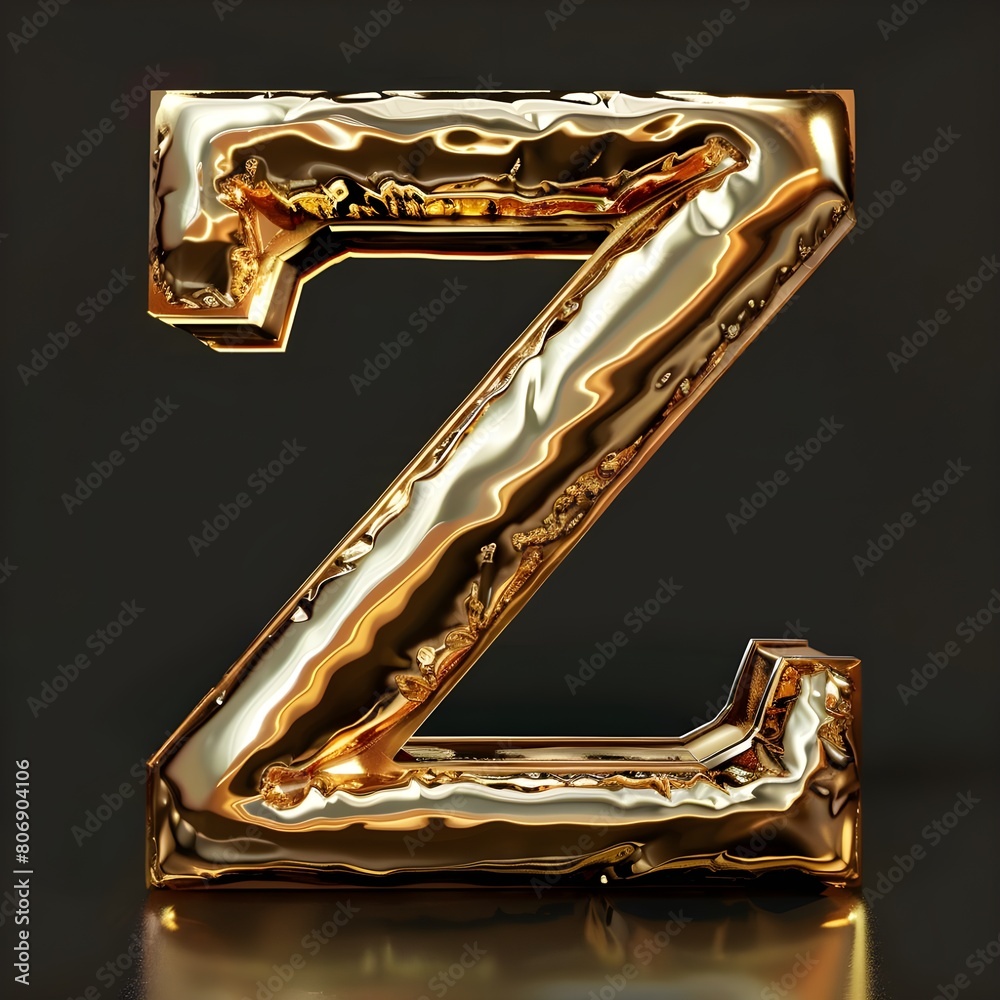 Golden Inflatable Foil Balloon Letter Z In 3d Render Ideal Party ...