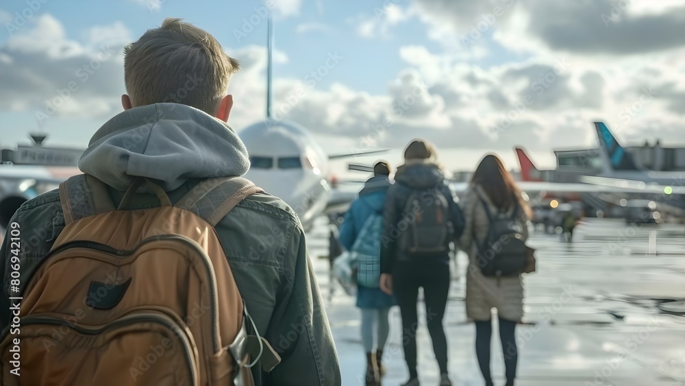 Stock-Foto „Passengers share emotional goodbyes with loved ones before ...