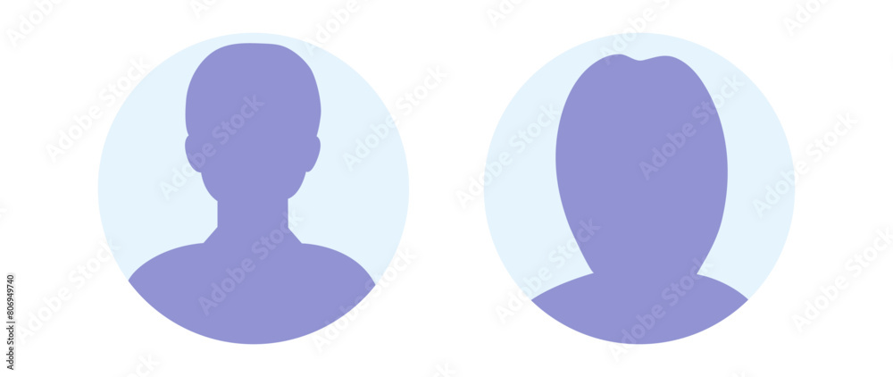 Vector flat illustration in purple-blue gradations. Avatar, user ...