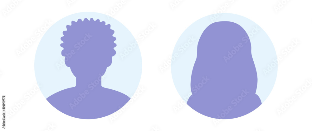 Vector flat illustration in purple-blue gradations. Avatar, user ...