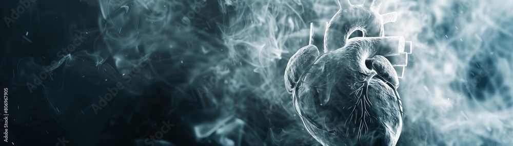 X-ray image showing a human heart with an enlarged left ventricle ...