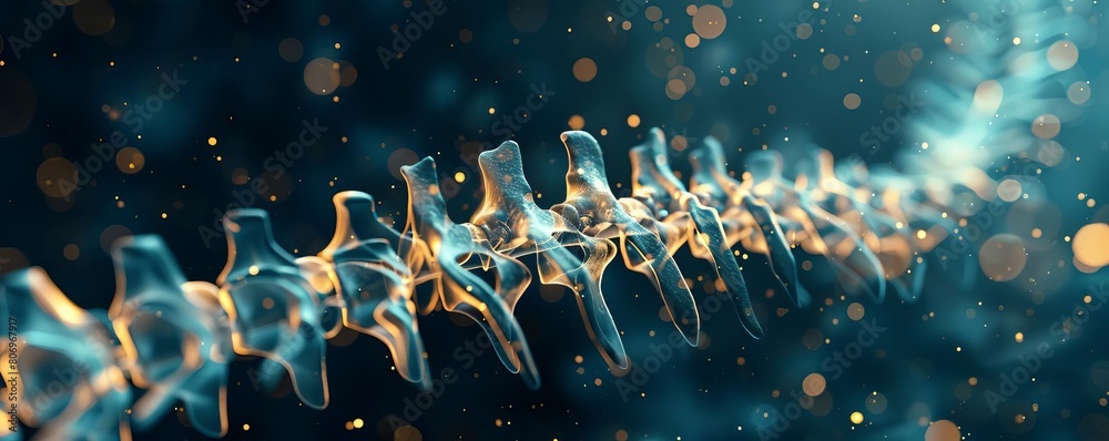 x-ray image of a human spine, curved, showing vertebrae alignment and ...