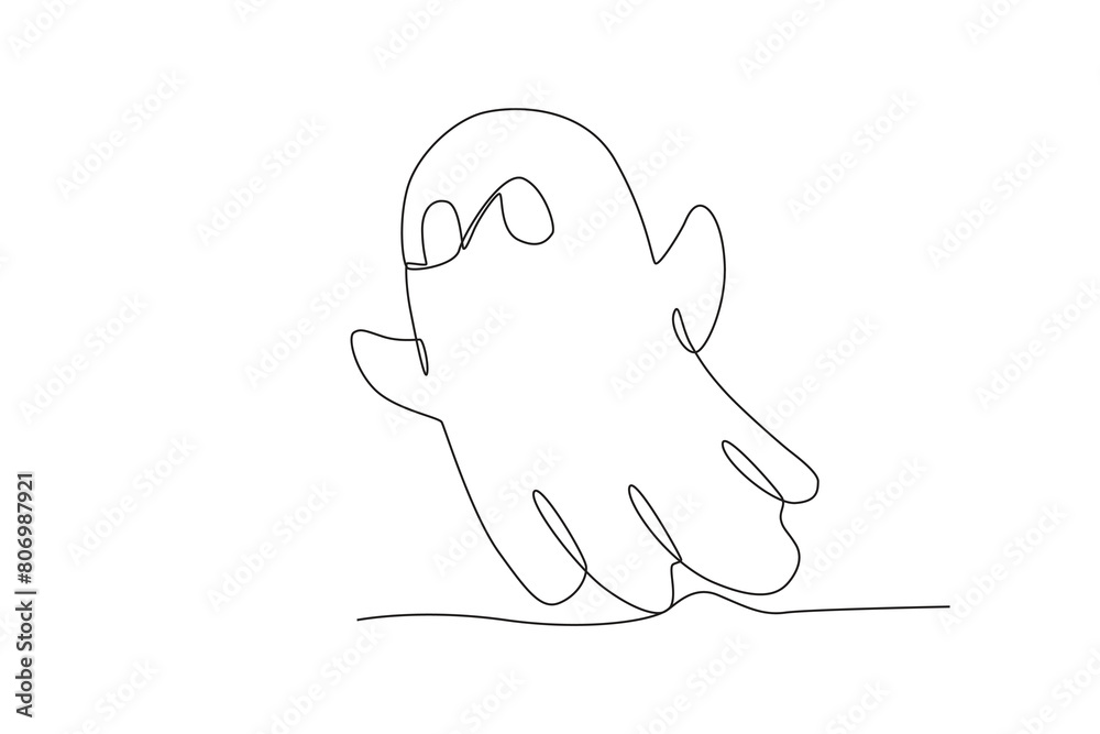 One continuous line drawing of Flying ghost spirit. Minimalism concept ...