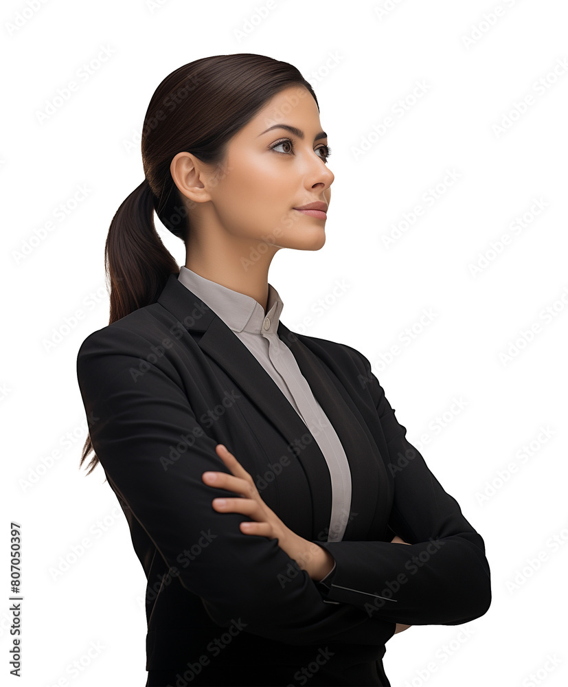 Businesswoman Crossed Arms Side View Isolated on Transparent Background ...