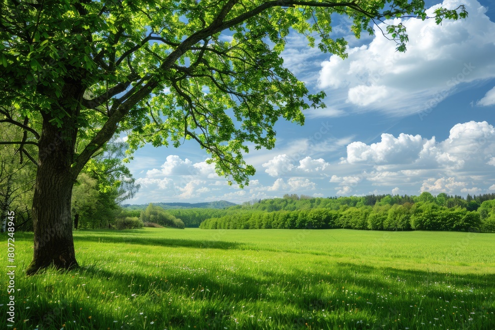 Greenery Landscape: Serene Summer View of Lush Trees, Grass, and Forest ...