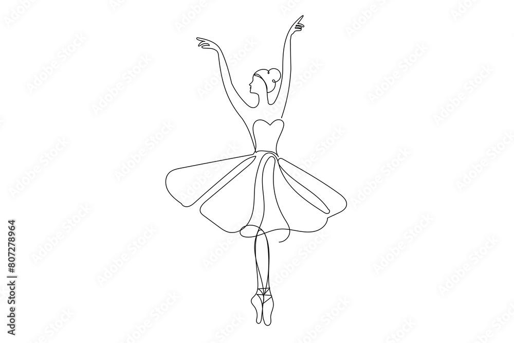 Line Art Ballerina Dancer Sketch Silhouette. Elegant Minimalist Line ...