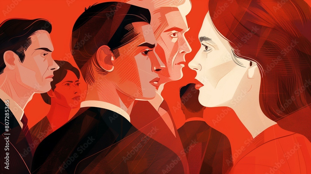 intense confrontation between two opposing groups of people, group ...