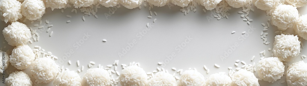 onigiri or rice ball frame border on white background, culinary frame ...