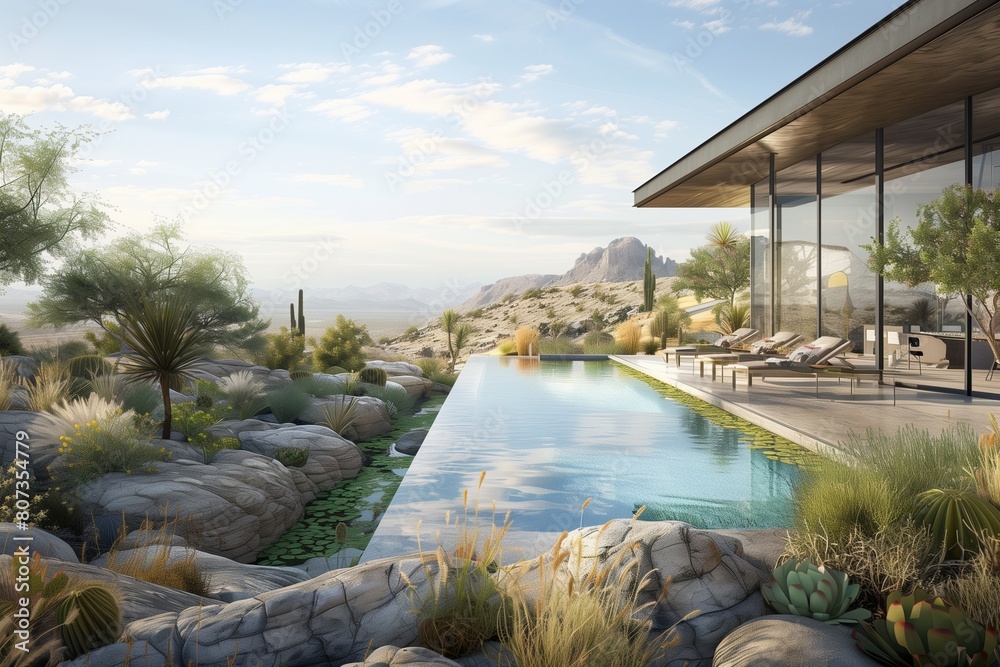 Desert sanctuary featuring a biophilic design with an integrated ...