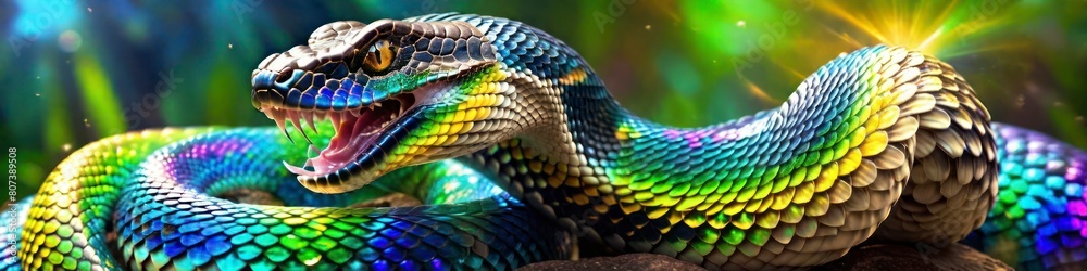 A vibrant depiction of the snake, the symbol of wisdom and prosperity ...