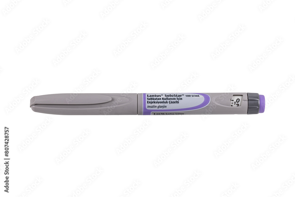 Istanbul Turkey 27 April 2024; LANTUS SOLOSTAR 100 U ml injector pen ...